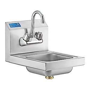 AmGood Stainless Steel Wall Mount Hand Sink 12" x 16" | NSF Commercial Hand Washing Basin with Faucet For Restaurant, Kitchen and Home | Bowl Size: 9" x 9"