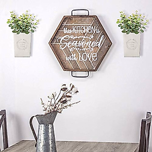 LESEN Set of 2 Farmhouse Metal Wall Planter,Rustic Wall Decor Country Hanging Wall Vase Box for Plants Flower Home Decoration