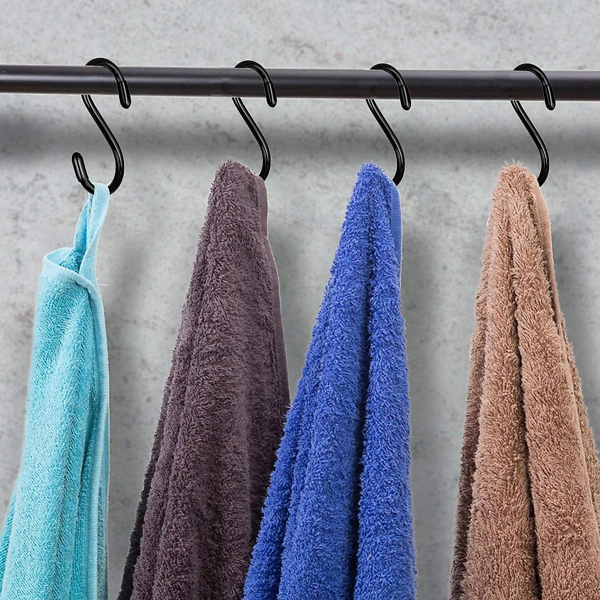 REUOMPE 12 Pack S Hooks for Hanging, 3.5 Inch Heavy Duty Metal S Hooks Non Slip Black S Hooks for Closet, Small Rubber Coated S Shape Hooks for Hanging Plants Jeans Clothes Pots Pans Cups Towels