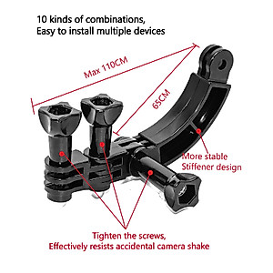Goliton 90 Degree Rotary Extension arms Mount rig Screw Compatible with GoPro Hero 11/10/9/8/7/(2018)/6/5/4 Black