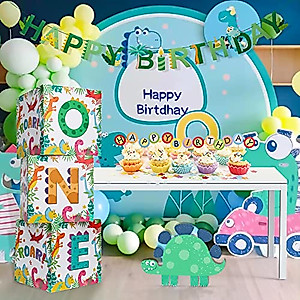 1st Birthday Balloon Box Decorations, One Boxes for 1st Birthday Boys, Dinosaur Birthday Party Supplies Balloon Boxes Dinosaur Birthday Banner Dinosaur Party Favors First Birthday Decorations for Boy