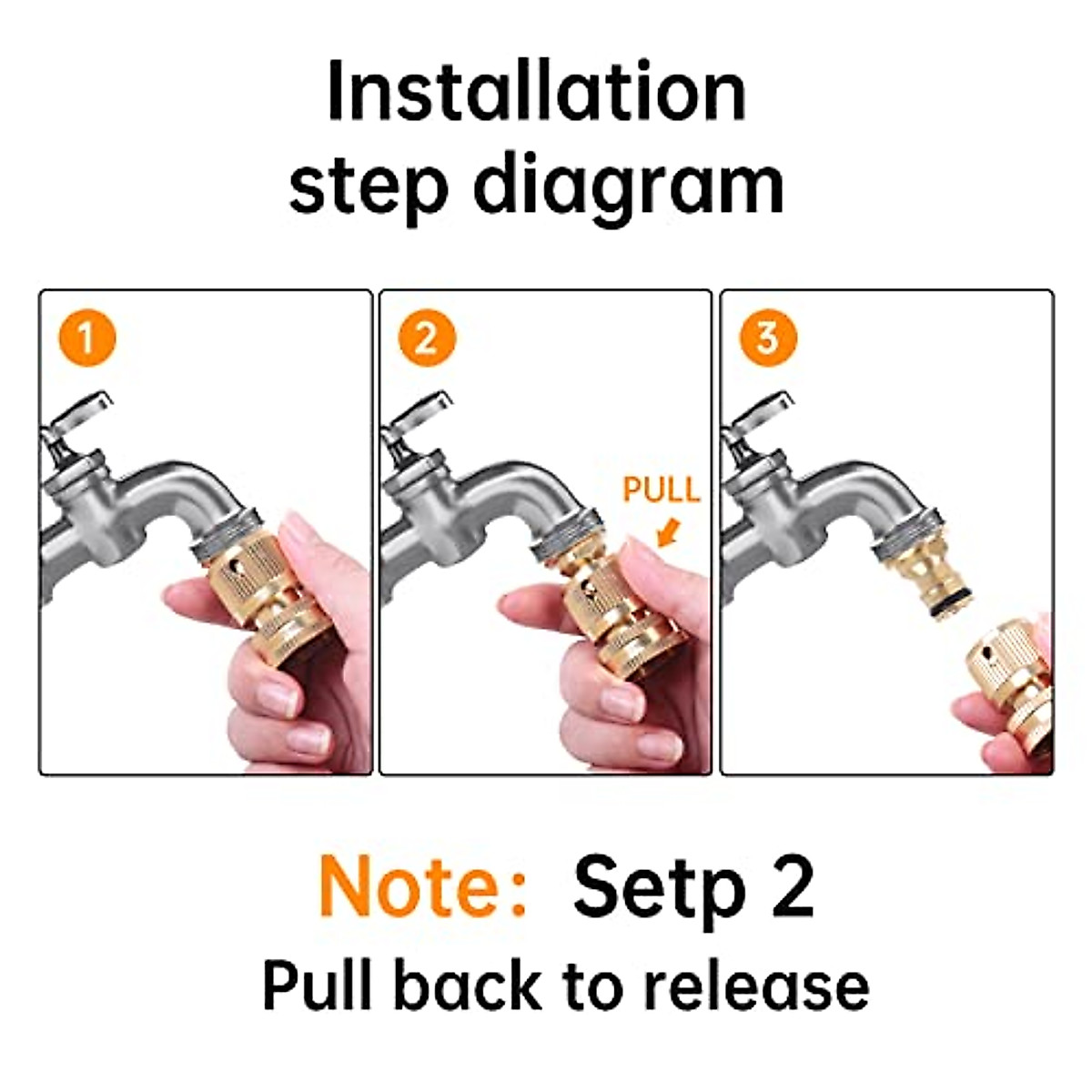 FRQNTKPA Garden Hose Quick Connector, No-Leak 3/4 Inch GHT Thread Fitting Water Hose Female Adapter and Male Adapter, Heavy-Duty Rust Resistant Brass Water Pipe Connect, Easy to Use (6 Pack