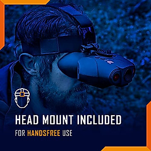 Nightfox Swift Night Vision Goggles | Head Mounted | Wide Viewing Angle, 1x Magnification | Close Quarters Tactical Goggles | USB Rechargeable | Digital Infrared Night Vision Binoculars for Adults
