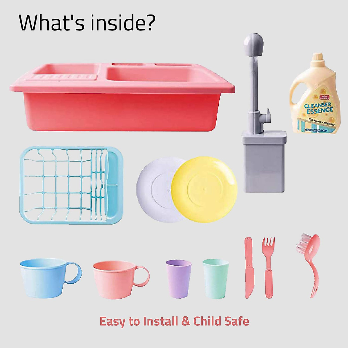Kids Kitchen Sink Play Set- Fun & Educative Kids Toy- Water Cycling Kitchen Sink for Kids- Above 3 Years Toddler Toys- Easy to Install Play Kitchen Sink- Cute Kids Kitchen Sink