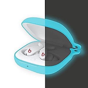 IUHOZI Beats Fit Pro Glow Case, Full Protective Case Cover for Beats Fit Pro Earbuds with Keychain Glow in Dark (Glow Blue)