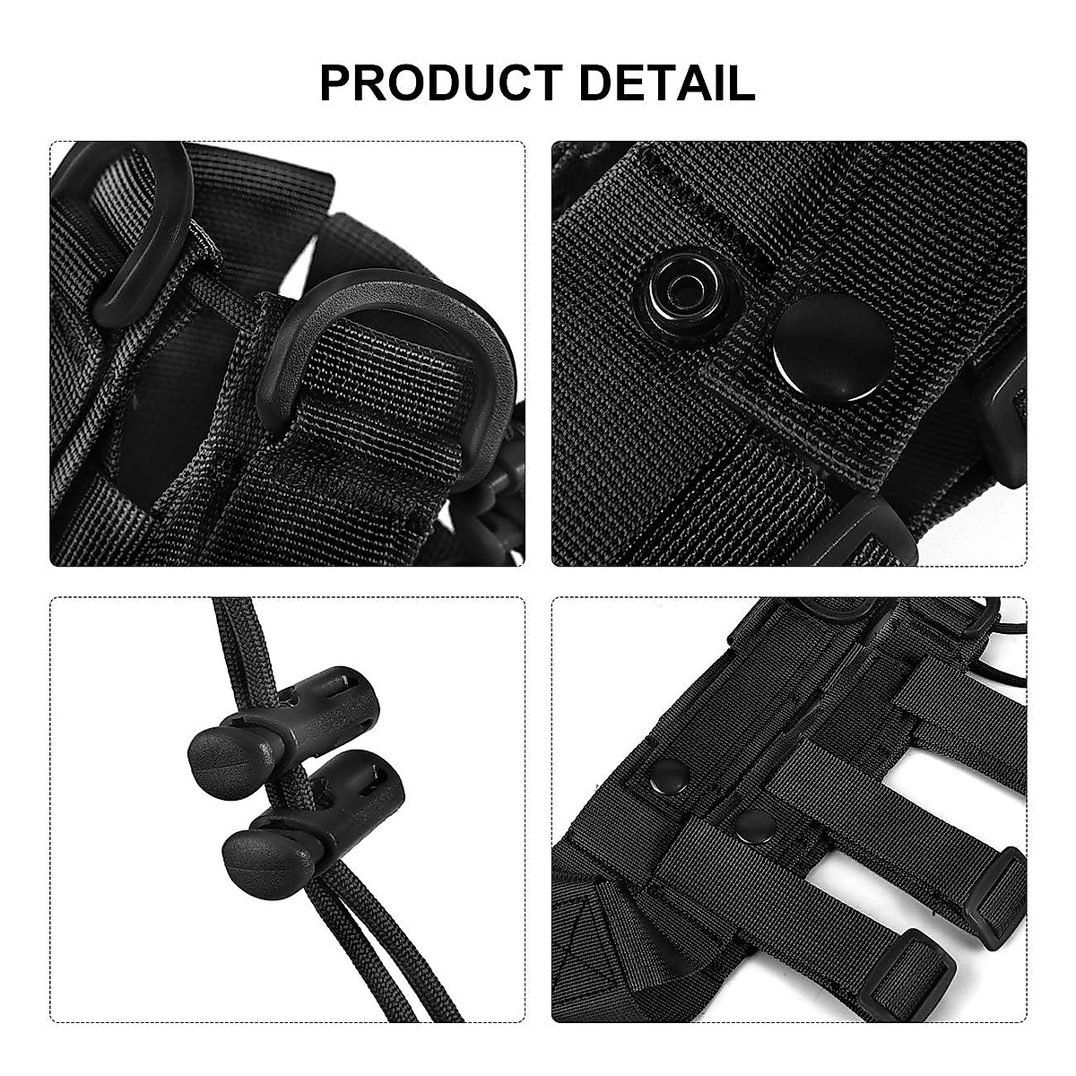 WICHEMI MOLLE Water Bottle Pouch Minimalist Adjustable Straps Tactical Water Bottle Holder Kettle Pouch Belt Bottle Carrier Bag for 17-84 Oz Water Bottle (Black)