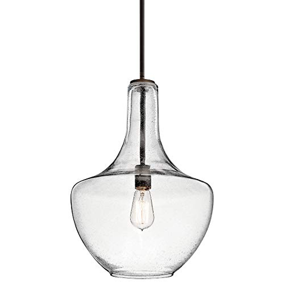 Kichler Everly 19.75" Kitchen Bell Pendant in Olde Bronze®, 1-Light Clear Glass Pendant Light, (19.75" H x 13.75" W), 42046OZ