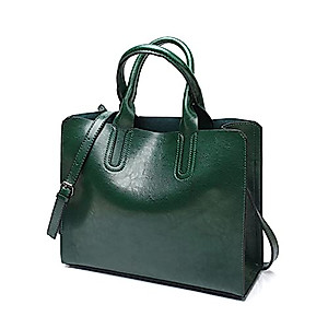 Nevenka Women's Top-handle Cross Body Handbag Middle Size Leather Tote Bag Purse (Green)