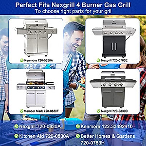 Aibabcue Grill Replacement Parts for Nexgrill 720-0830H, 720-0830A, Kenmore 720-0830A Grill Model, Stainless Steel Heat Shield Plate Tent, Grill Burner, Igniter for Nexgrill Gas Grill 720-0830h