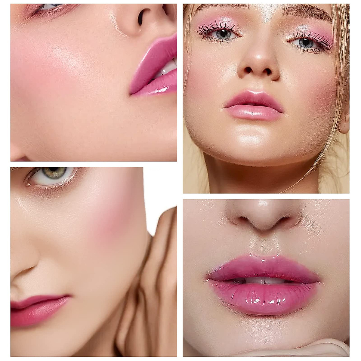 HOSAILY 2Pcs Blush Rouge Color Changing Blusher for Cheek and Lip, Magic Lip Balm Multi Use Cream Liquid Blush Gel Transparent Color Changing Blush Lip Gloss Long Lasting Glossy Shiny Blush Makeup