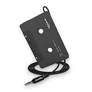 arsvita Car Audio Cassette to Aux Adapter with Upgrade 3.5 MM Aux Plug, Auxiliary Nylon Cable Tape Adapter, Black