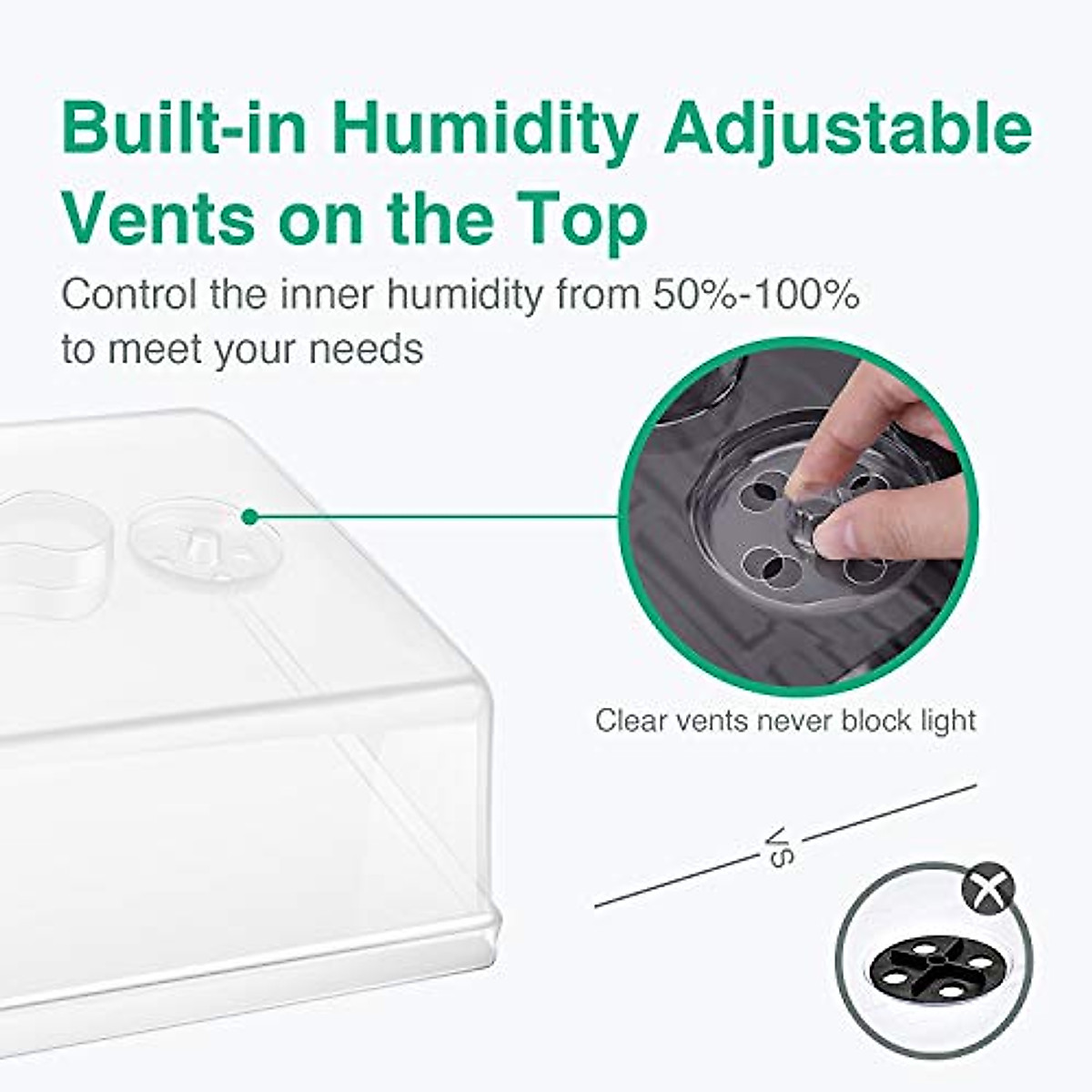 [Thick Plastic] 3-Set Strong Seed Starter Trays with 5" Humidity Domes for Seed Starting, Germination, Seedling Propagation & Plant Growing, Holds 144 Cells in Total