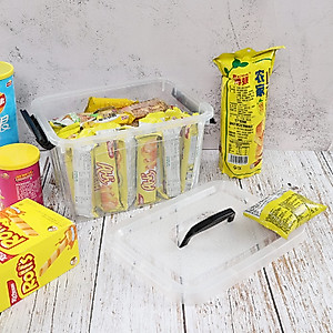 Ponpong 6 Quart Plastic Storage Boxes with Lids and Handles, Clear Latch Storage Bin, 6 Packs