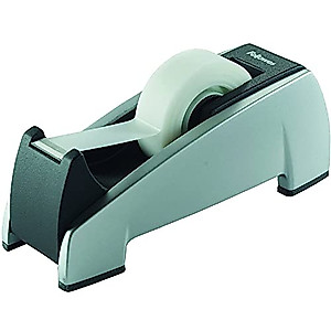 Fellowes 8032701 Office Suites Desktop Tape Dispenser, 1-Inch Core, Plastic, Heavy Base, Black/Silver