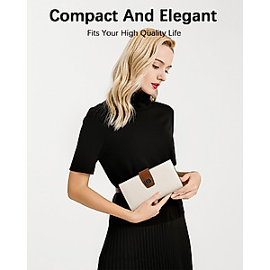 BOSTANTEN Womens Leather Wallets RFID Blocking Large Capacity Credit Cards Holder Phone Clutch Apricot