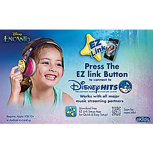 eKids Disney Encanto Bluetooth Headphones with EZ Link, Wireless Headphones with Microphone and Aux Cord, Kids Headphones for School, Home, or Travel