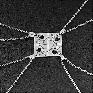 Best Friend Friendship Necklaces for 4, Best Friends Forever BFF Necklace Engraved Puzzle Friendship Pendant Charm Necklaces Set Christma Gift for Women Girls