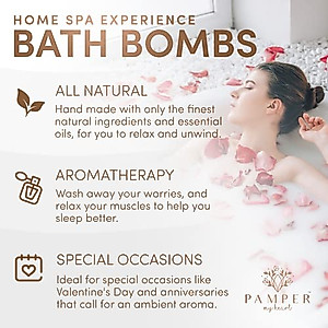 PAMPER MY HEART Luxury Spa Aromatherapy Bath Bombs | Handmade in The USA with Natural Ingredients & Essential Oils | Moisturizing & Relaxing Bath, Gift Sets for Women & Men | 6 Pack x 6oz
