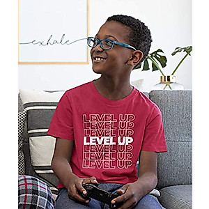 BROOKLYN VERTICAL Boys 4-Pack Short Sleeve Crew Neck T-Shirt with Chest Print | Gaming, Play, Video Gamer Prints for Sizes 6-20 Grey