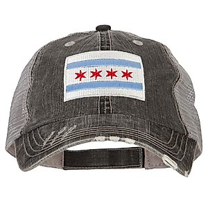 e4Hats.com Chicago Flag Embroidered Low Profile Cotton Mesh Cap - Black OSFM