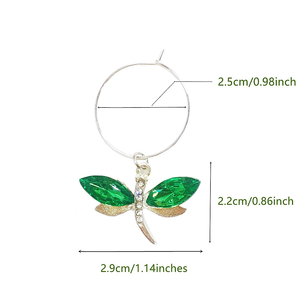 Malikesy Colourful Dragonfly Stem Glass Charms, Wine Markers Charms for Bachelorette Party Anniversary Friends Gathering - Set of 8