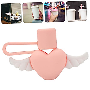 Gadpiparty 6 pcs Tips Silicone Cup Reusable Tip Design Favor Shaped Heart Festival Shape of with Seal Party All Wing Airtight for Plugs Straw Drinking Anti- Plug Outdoor