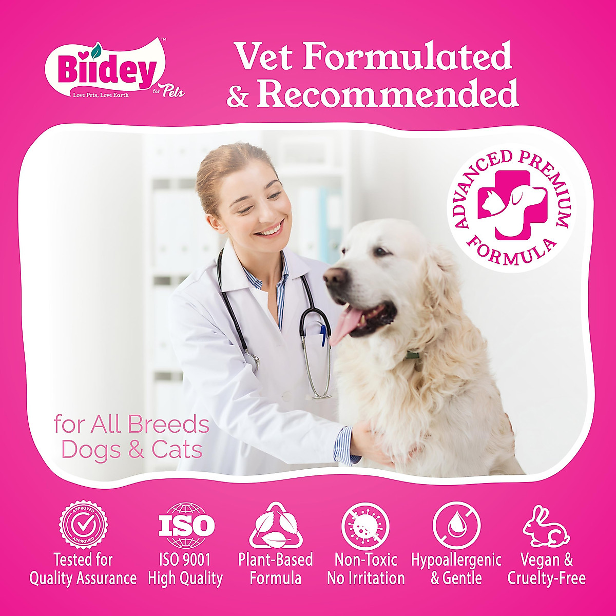 Biidey Dog Ear Wipes, Ear Cleaner for Dogs and Cats, Relieve Ear Itching, Inflammation & Infections, Clean Ear Wax, Debris, Soothe & Deodorize, Natural Organic Essential Grooming Supplies, Paw Cleaner
