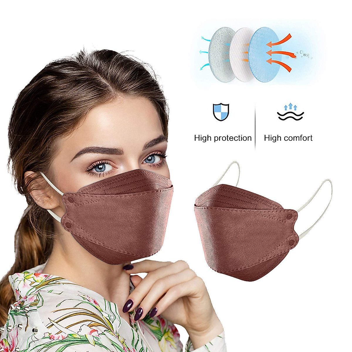 Akeman 50Pcs Adult Disposable KF94 Face_Mask [ Individual Package: 10pcs/Pack ]