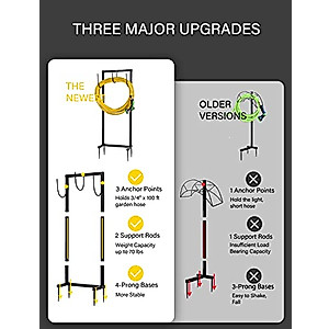 Garden Hose Holder Freestanding Thicker Metal Hose Stand Securely Hold Hose 3/4 inch x 100 ft, Detachable water hose stand for Outdoor Yard