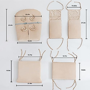 LUXMARS Glider Rocker Replacement Cushions with Storage Soft Velvet Washable Chair Cushion for Glider Rocking Chair 5 PCS Beige