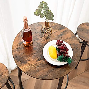 HOOBRO Round Bar Table, Bistro Pub High Table,Small Spaces Saving for Dining Room Breakfast,Coffee, Kitchen, Living Room,Easy Assembly, Rustic Brown BF59BT01