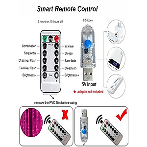 ORSMGOLF Fairy Curtain String Lights, Room Decor &Ideal Gift for Teens Girl, 8 Modes Wall Lights & Valentine's Day Indoor Decorations (Pink)