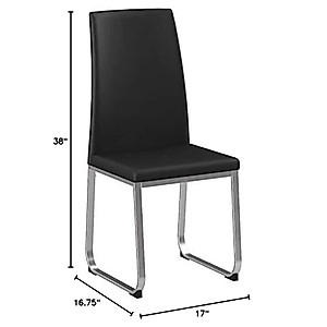 Monarch Specialties 1092 Chair, Set of 2, Side, Upholstered, Kitchen, Dining Room, Pu Leather Look, Metal, Chrome, Contemporary, Modern Chair-2Pcs, 17" L x 19.75" W x 38" H, Grey|Black