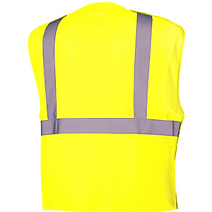Pyramex RVHL2510BRDL RVHL25 Series Vest Hi-Vis Lime with 5 point DRing - Size Large