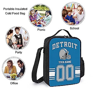 Midkepf Custom Detroit Backpack with Lunch Bag Pencil Case, Personalized Name and Number Backpacks Pencil Box Lunch Bags, Customize 3pcs Set Gifts for Men Women Fans