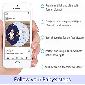 DERSEN Baby Monthly Milestone Blanket Unisex | Baby Milestone Blanket Boy, Girl Baby Growth Chart Blanket