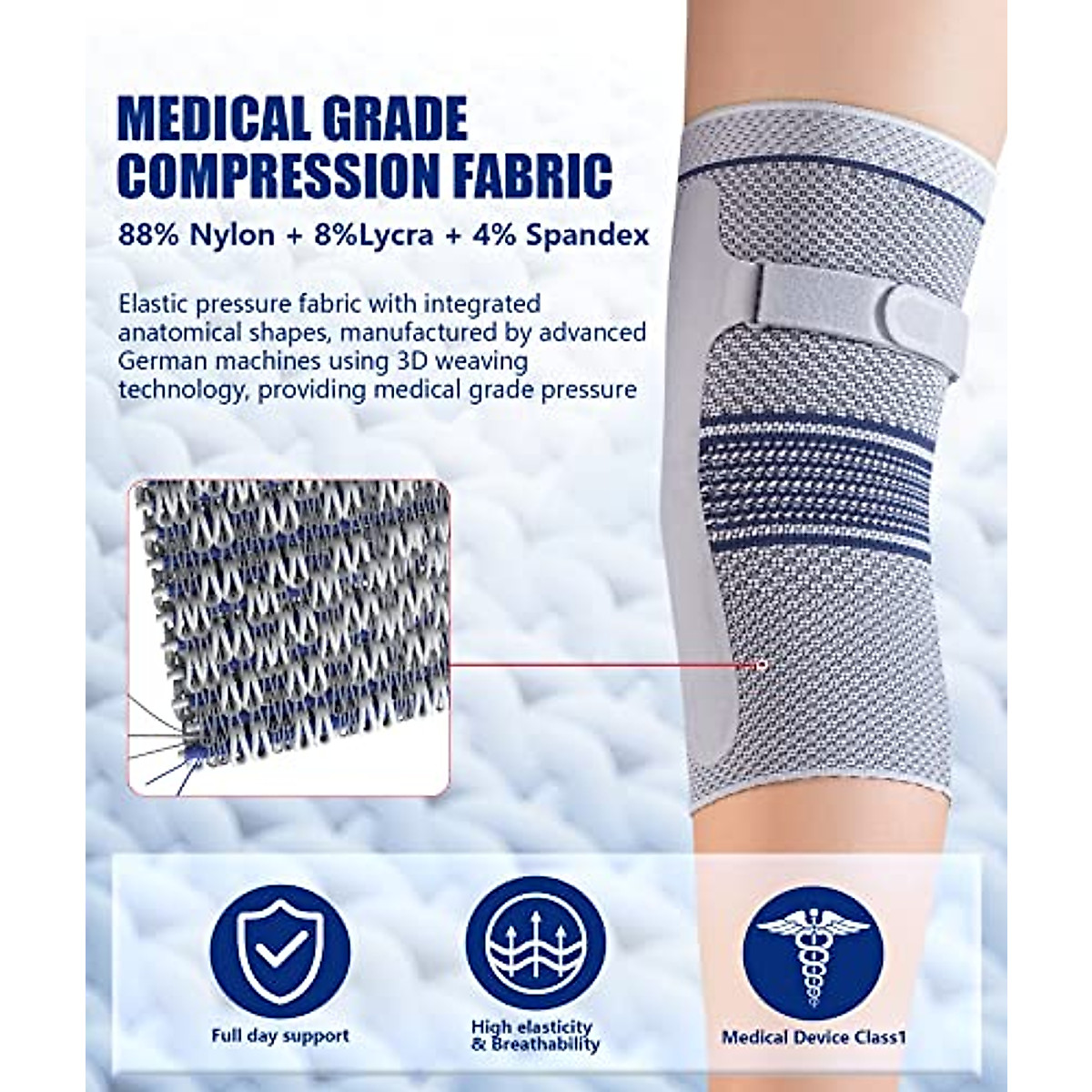 ZEAMO Knee Compression Sleeve with Gel Pad & Side Stabilizers (Medium)