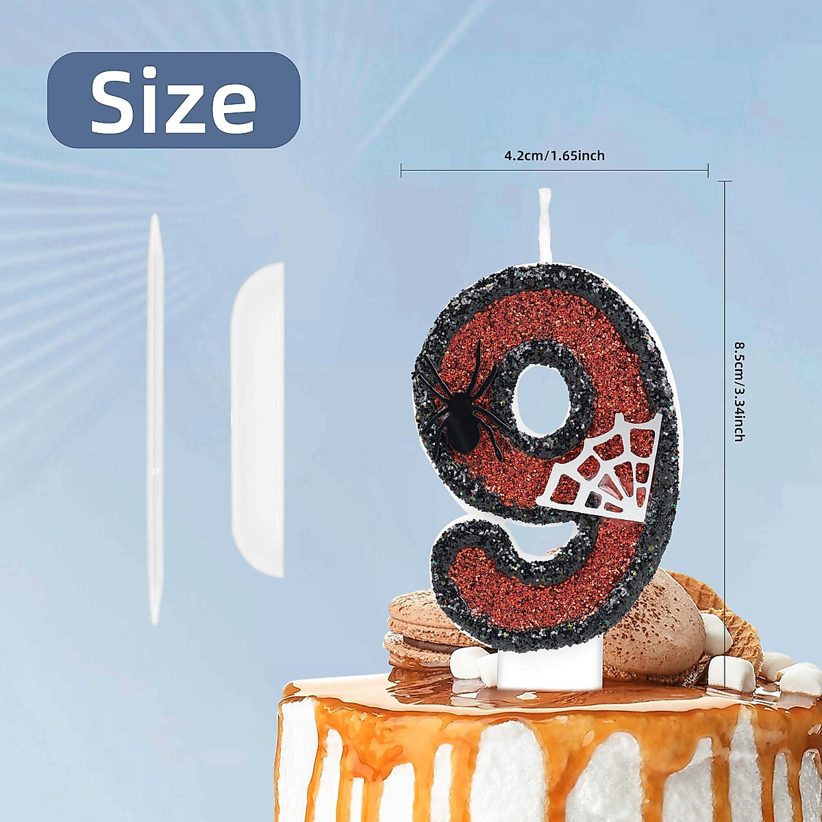 Birthday Candles Number 3 Candle, Spider Birthday Cake Decorations for Boys, Black Red Birthday Candles for Cake, Handmade Sequin Numeral Candle Cake Toppers 3 Year Old Birthday Party Favors