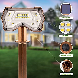 BRILLANFIRE Solar Flood Lights Outdoor, IP65 Waterproof 28 LEDs Solar Powered Spot Lights Outdoor, [2 Pack/2 Modes] 2-in-1 Solar Lights Outdoor Waterproof for Yard Garden Patio Driveway Pool Walkway