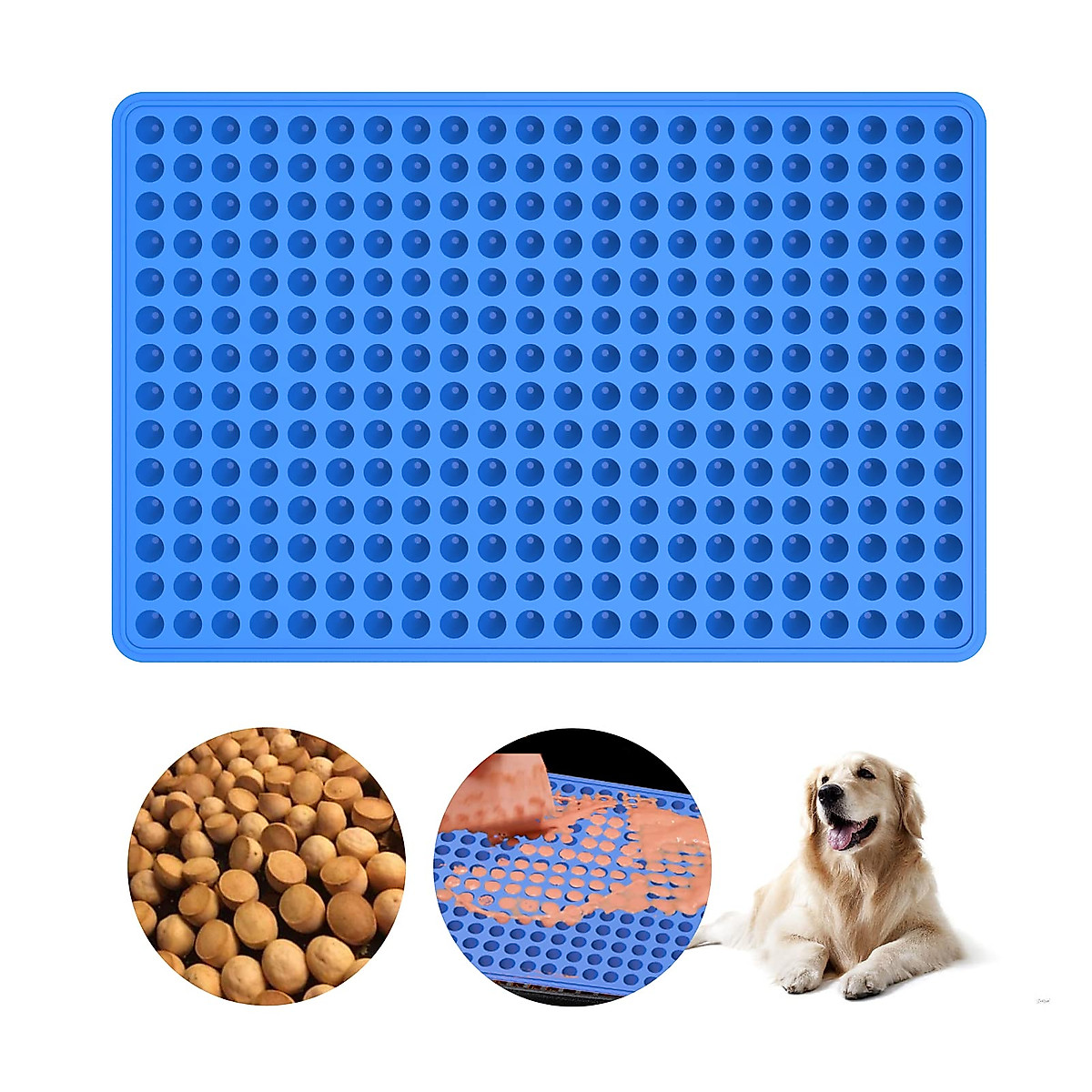 Silicone baking mat, 1.2 cm baking mat dog biscuits, multi-purpose silicone mat for oven, heat-resistant & food-safe, Bpa-free (Blue & Red)
