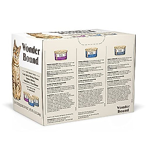 Amazon Brand - Wonder Bound Wet Cat Food, Pate, No Added Grain, Variety Pack (Cod, Sole & Shrimp, Salmon, White Fish & Tuna), 3 ounce (Pack of 24)