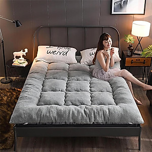 Leoshi Japanese Floor Mattress Foldable Roll Up Mattress Futon Mattress Woolen Fleece Tatami Mat for Kids Adult Nap Bunk Yoga(Color:100x200cm)