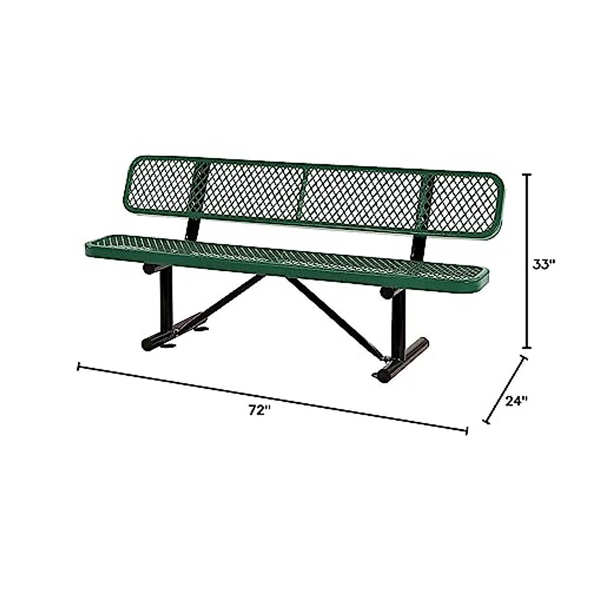 Global Industrial 72" L Expanded Metal Mesh Bench w/Back Rest, Green