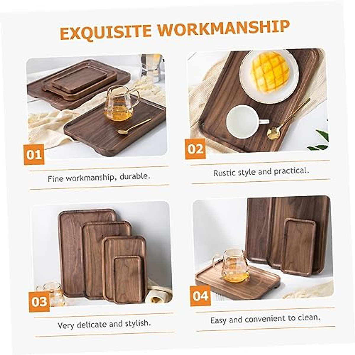 Cabilock Bathroom Tray Tray Breakfast Trays for Bed Wood Serving Board Bandejas para Comida Bamboo Soap Dish Breakfast-in-Bed Tray Deserts Serving Tray Wooden Trays for Food Clinker