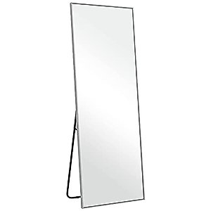 NeuType Full Length Mirror Large Floor with Stand Wall-Mounted Body for Bedroom Living Room Standing Leaning or Hanging Aluminum Alloy Frame (Silver, 63'x 20') JJ00372ZZV-NEU-USAM022