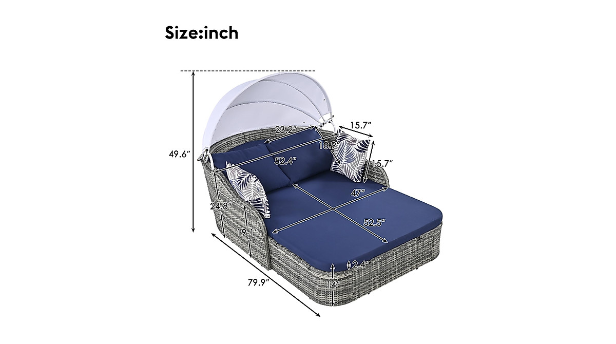 Bituman Outdoor Sunbed with Canopy – Elegant Relaxation