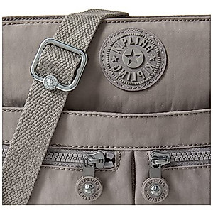 Kipling womens Women's New Angie Handbag, Lightweight Bag, Nylon Travel Crossbody Bag, Grey Gris, 10.5 L X 8 H X 2 D US