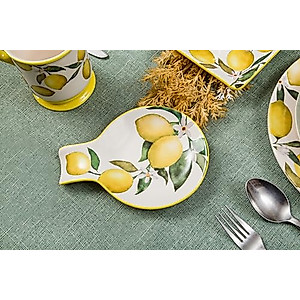 Bico Lemon Dreams Ceramic Spoon Rest, House Warming Gift, Dishwasher Safe