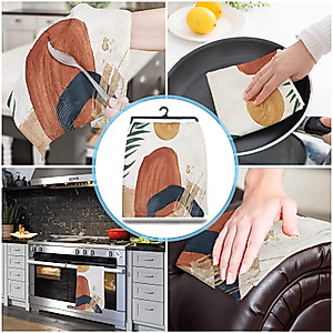 Beisseid Kitchen Dish Towels Abstract Mid Century Dish Cloth Fingertip Bath Towels Boho Modern Geometric Hand Drying Soft Cotton Tea Towel Set 18x28in 4PCS