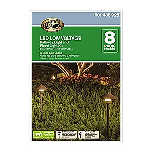 Hampton Bay Low-Voltage LED Bronze Outdoor Light Kit (8-Pack), 22.38"H x 3.5"D x 5"W